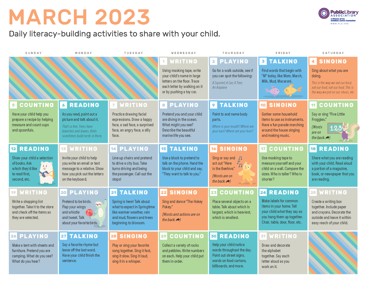 Early Literacy Calendar - Genesee District Library