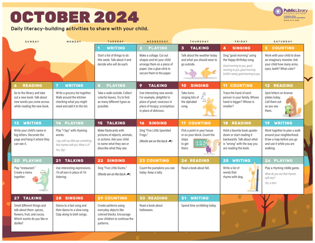 Early Literacy Calendar - Genesee District Library